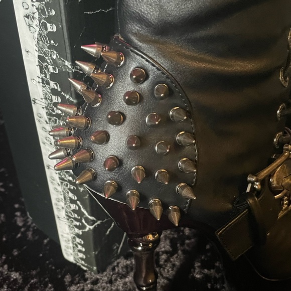 Demonia | Shoes | Demonia Muerto228 Goth Punk Bone Heel Spiked Skull ...